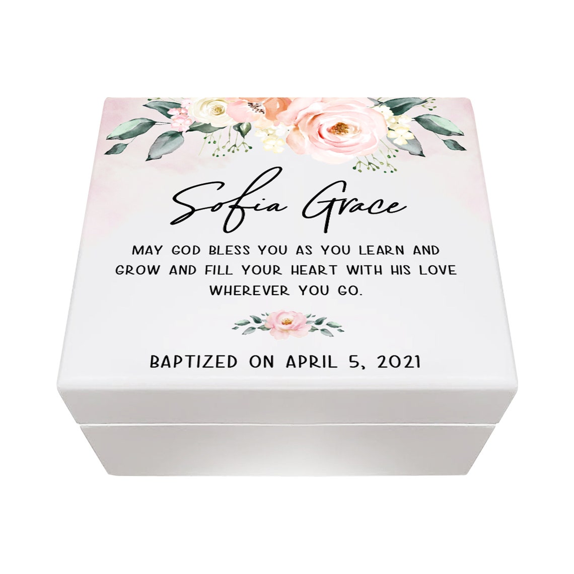 Baptism Gift Personalized Box Wooden Trinket Box White - Etsy