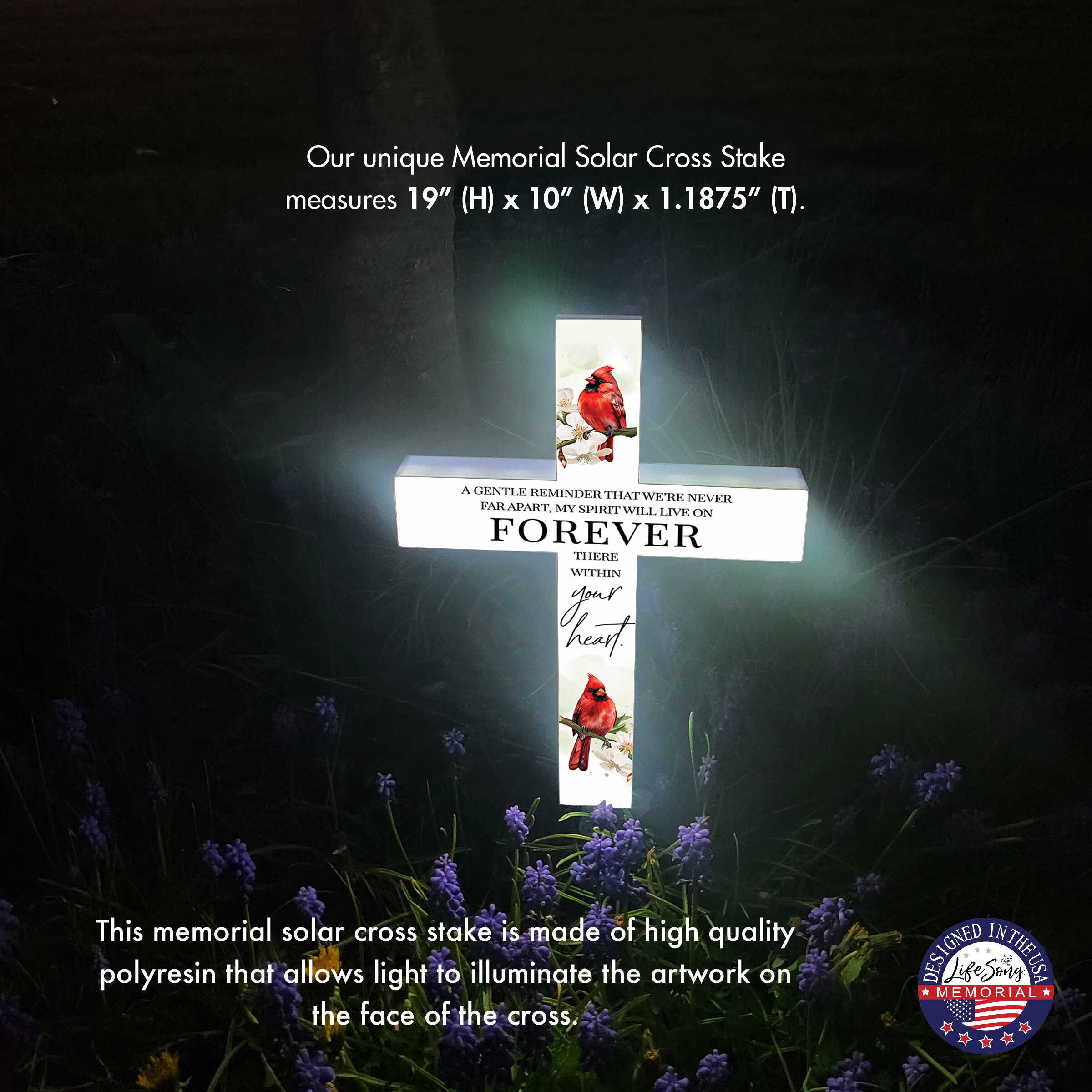 Solar Memorial Garden Stake Solar Cross Memorial Grave Marker Cross in ...