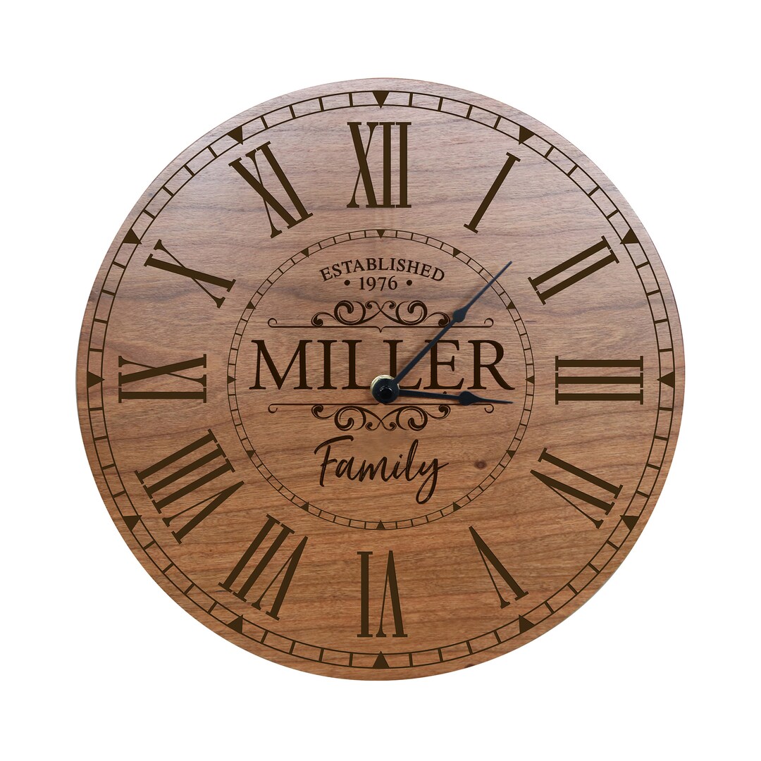 Modern Clock Personalized Clock Family Name Clock Small Wall Clock ...