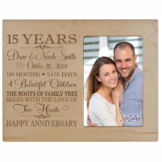 15th Anniversary Gift Personalized 15th Wedding Anniversary Picture Frame Gift for Husband Gift for Wife Gift for Parents Etsy