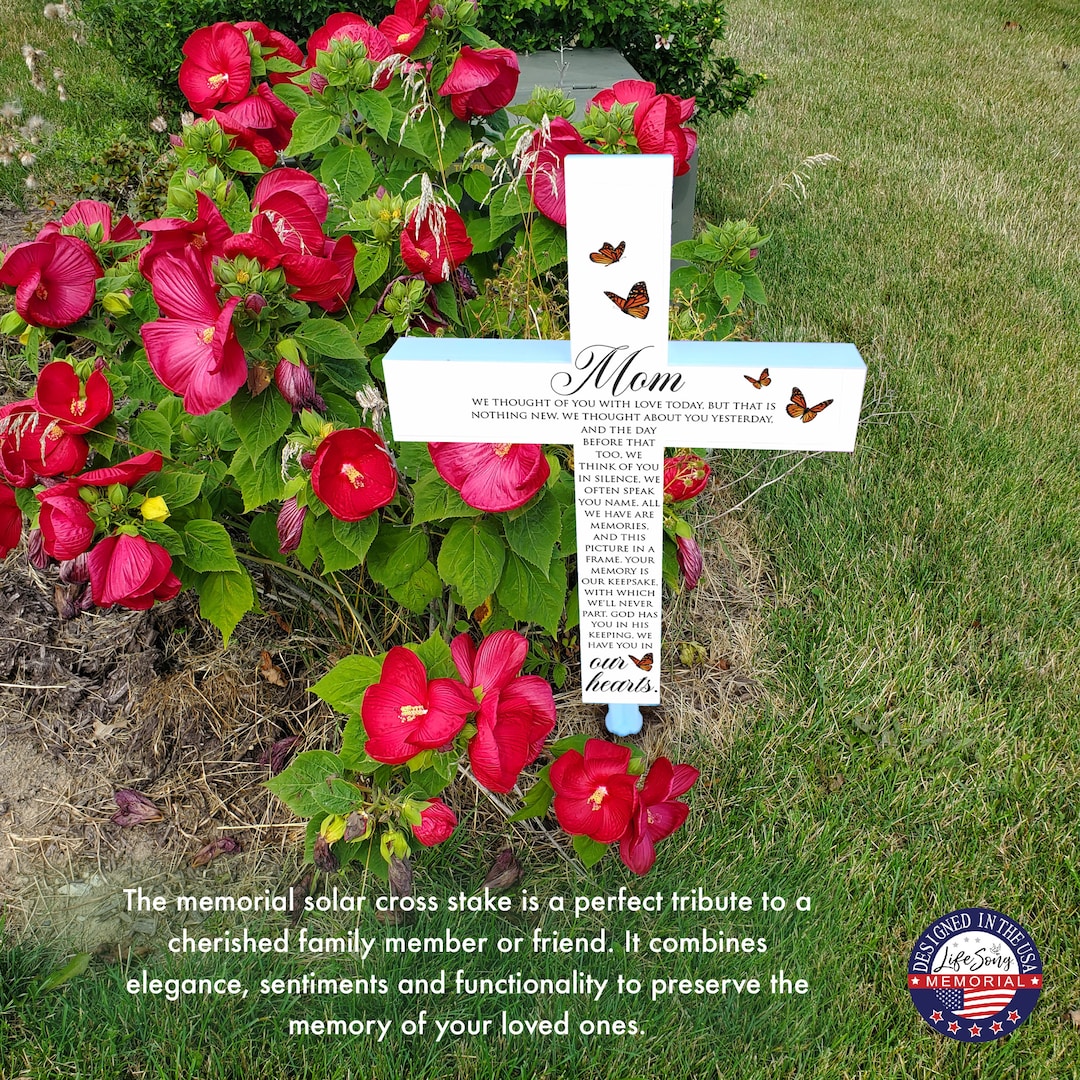 Solar Memorial Garden Stake Solar Cross Memorial Grave Marker Cross in ...