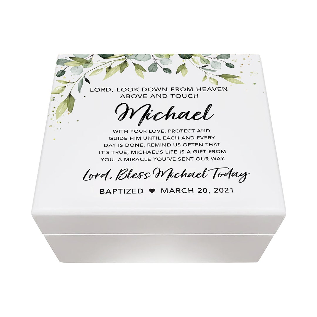 Baptism Gift Personalized Box Wooden Trinket Box White Wood Box Baptism ...