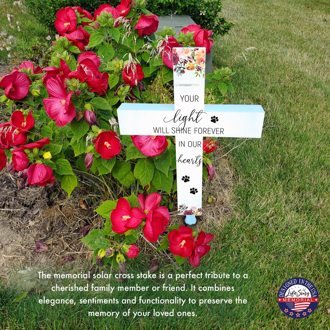 Solar Memorial Garden Stake Solar Cross Memorial Grave Marker Cross in ...