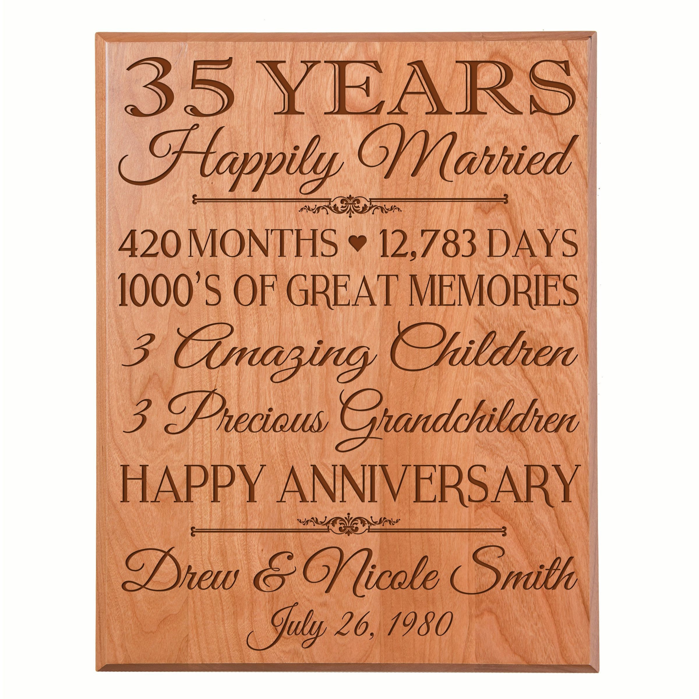 35th Anniversary Gift 35th Wedding Anniversary Plaque Gift for Husband Gift for Wife Gift for Parents 35th Anniversary Decorations Etsy