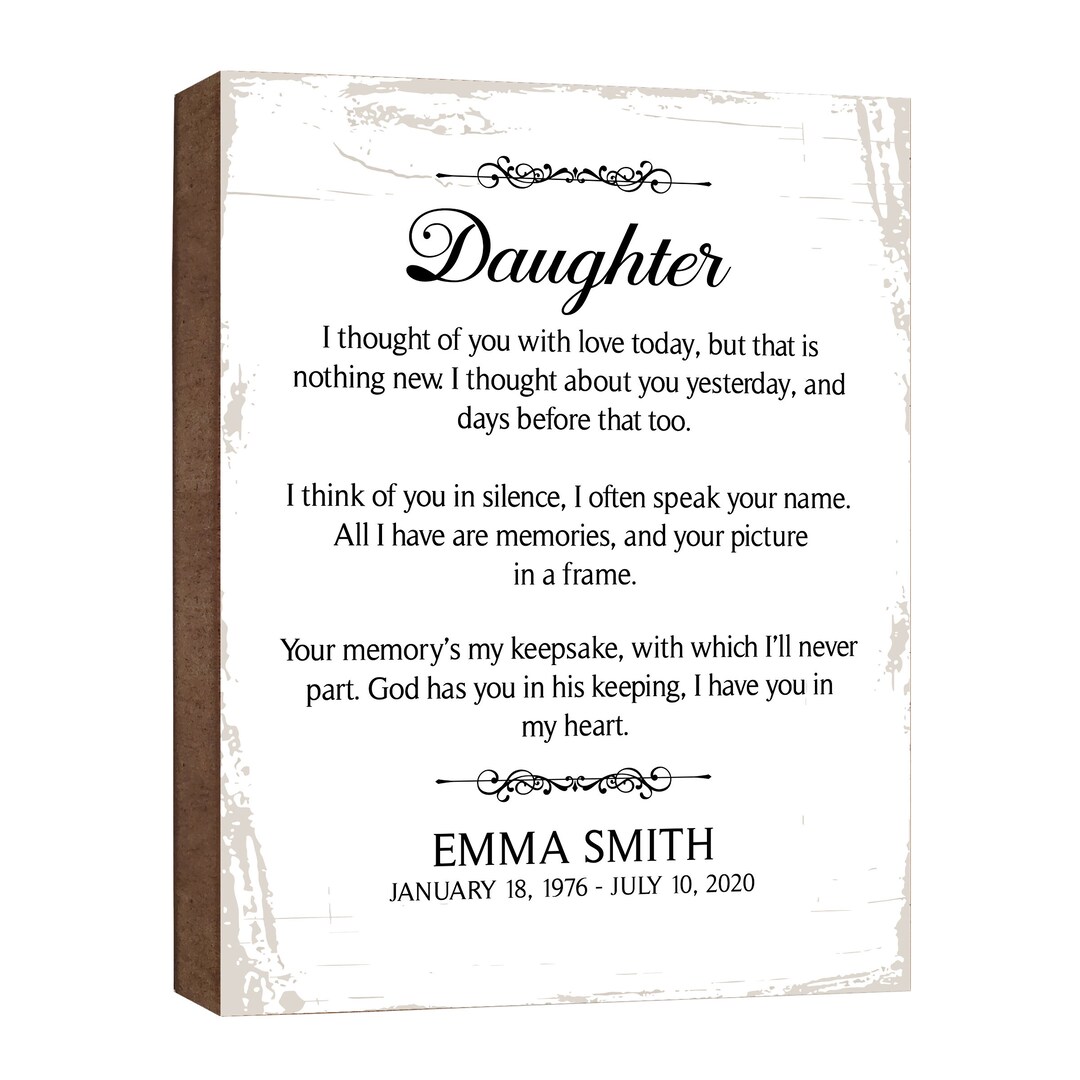Memorial Plaque | Loss of Daughter | Funeral Favors | Bereavement Gift ...