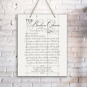 The Broken Chain Memorial Sign | Loss of Mother | Funeral Favors ...