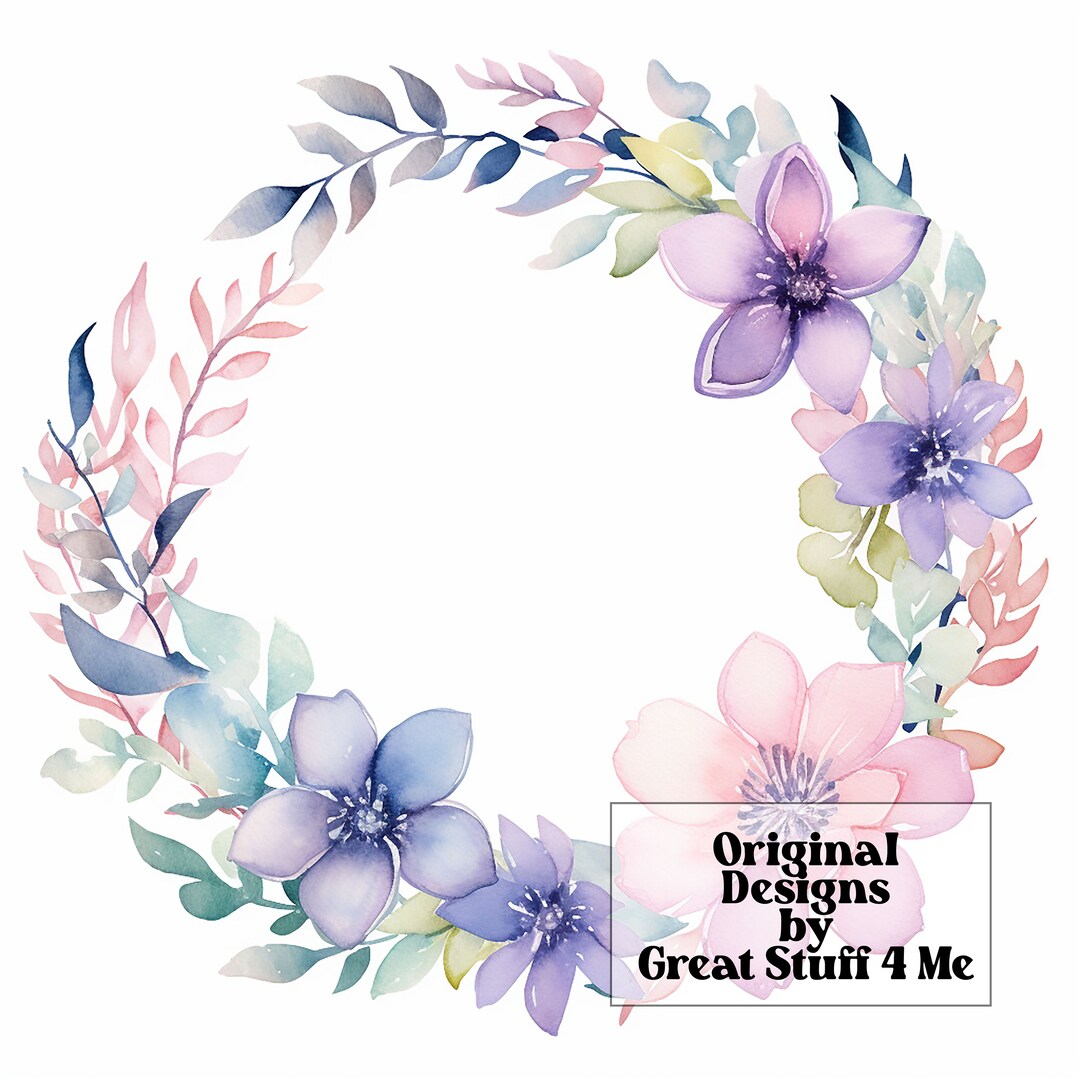 Watercolor Flower Round Frames - 5 X Wildflowers Clipart Floral Bundle Floral Watercolor Art ...