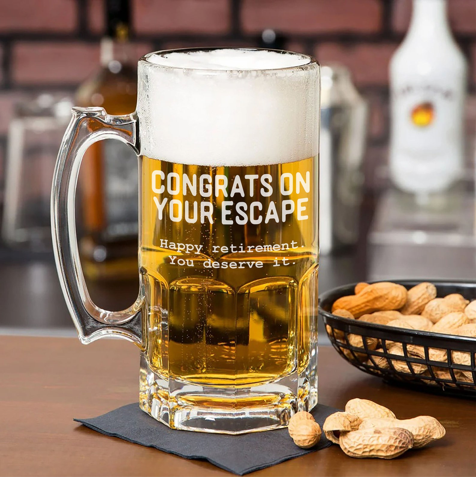 Happy Retirement Custom Beer Mug Engraved 1-liter 33.8oz - Etsy