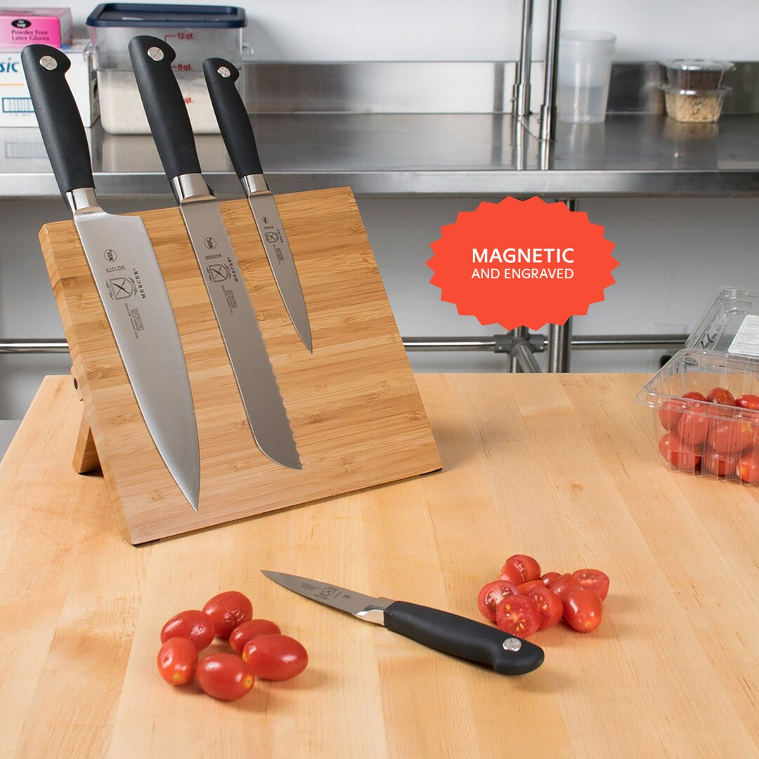Personalized Magnetic Knife Block Set With Mercer Culinary Knives ...
