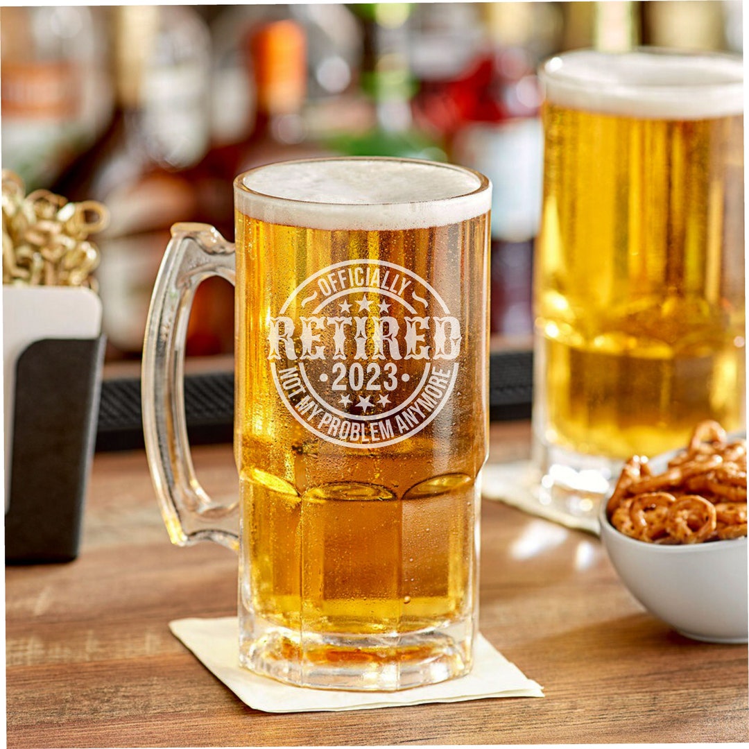 Happy Retirement Gift Retirement Mug Custom Beer Mug Engraved 1-liter ...