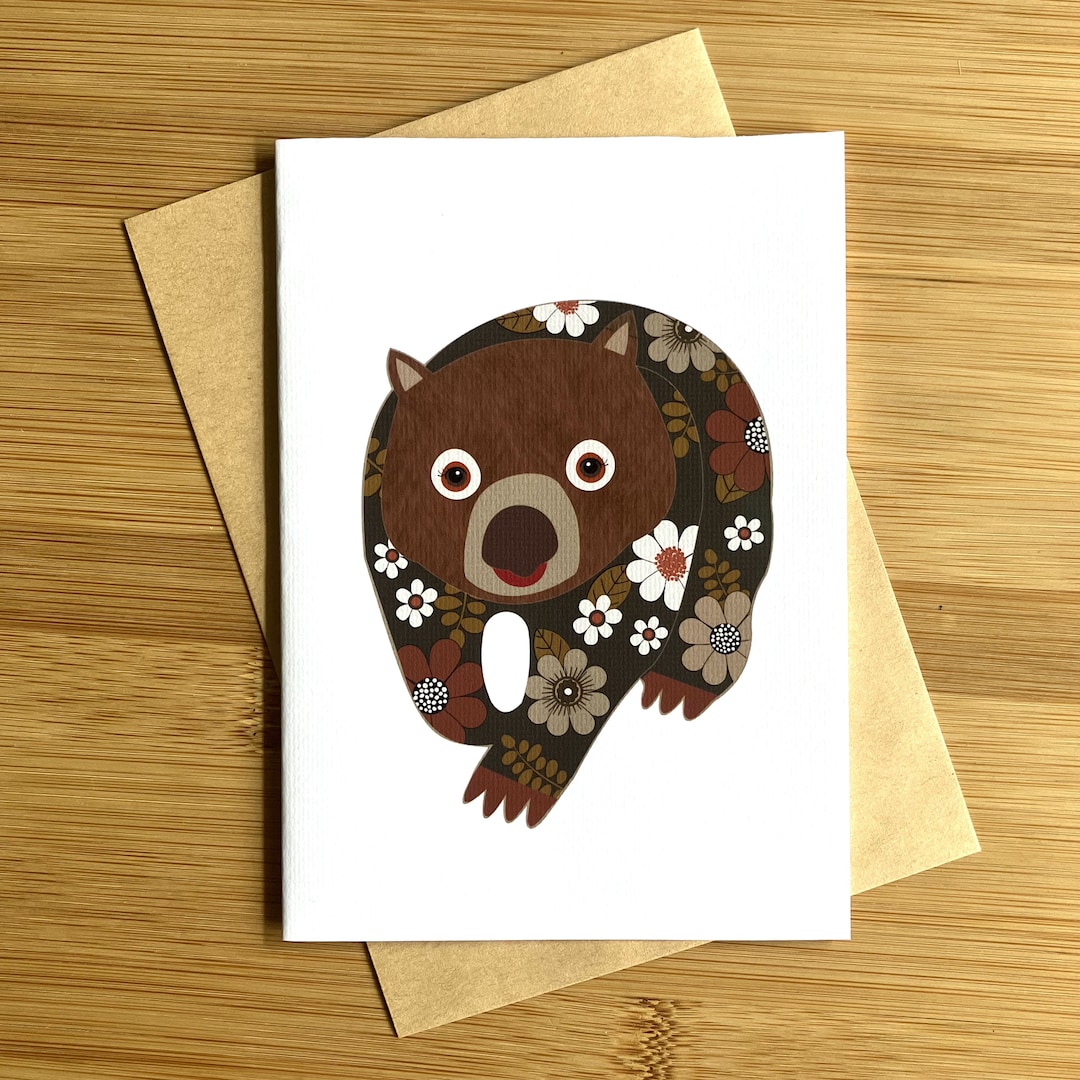Australian Wombat Greeting Card Native Wildlife Original Artwork Unique ...
