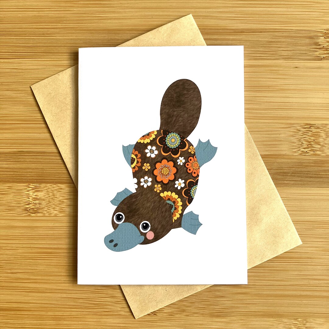 Australian Platypus Greeting Card Native Wildlife Original Artwork ...
