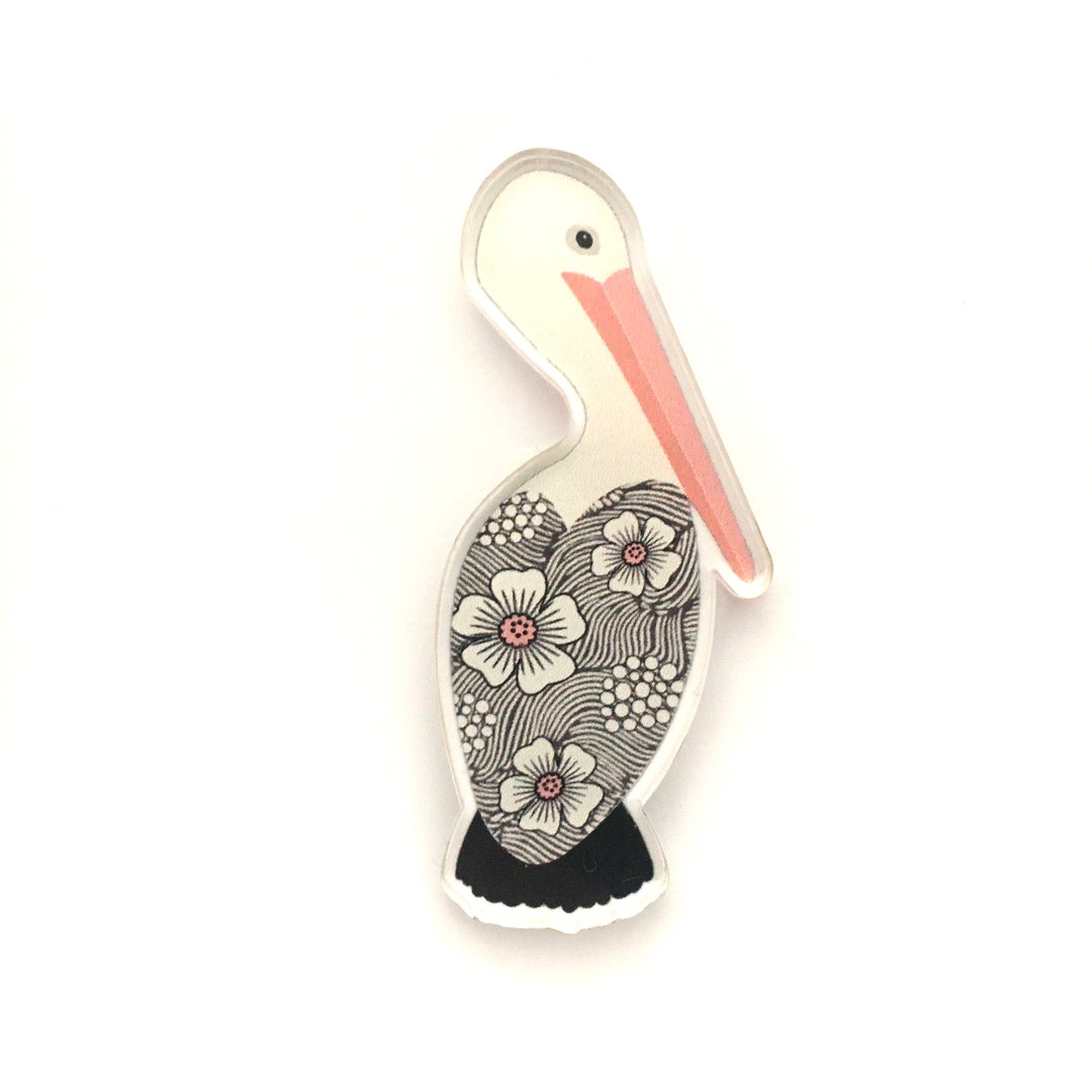 Pelican Pin Recycled Plastics Ethical Eco-friendly Wearable Art Native ...