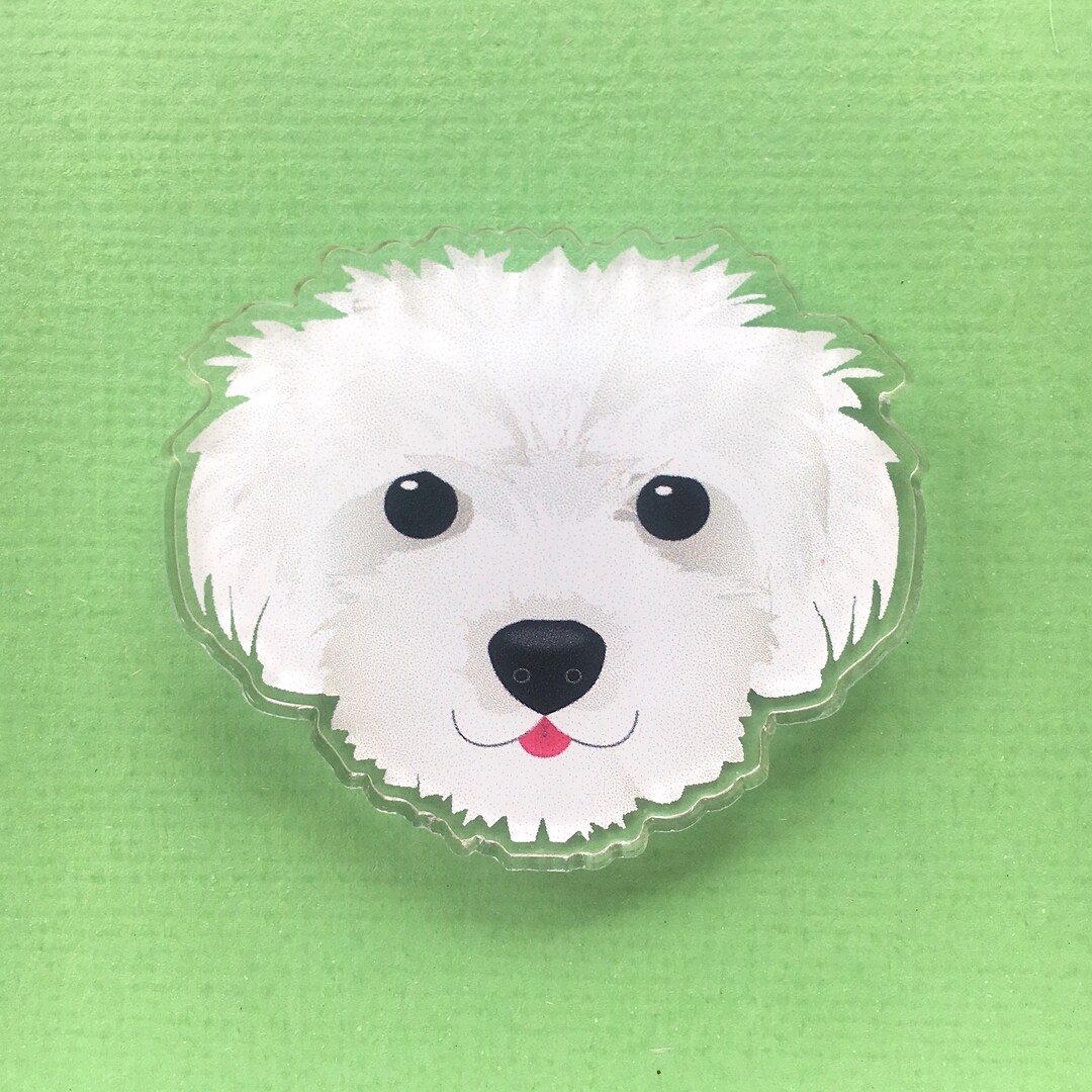 Cute White Dog Moodle Maltese Poodle Pin Made From Recycled - Etsy