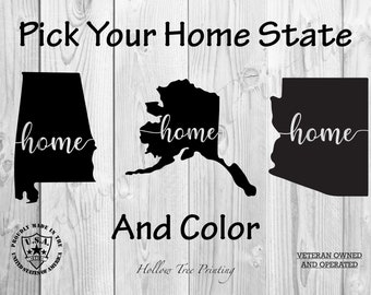 Home State Personalized Vinyl Car Decal - Etsy