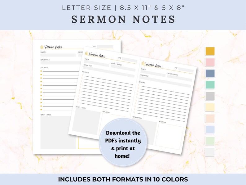 Sermon Notes Template Bible Study Tools - Etsy