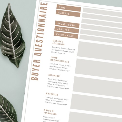 Real Estate Buyer Notes Page Realtor Flyer Printable Real - Etsy