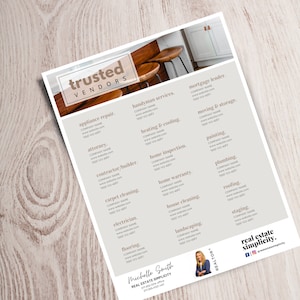 Real Estate Vendor Template Preferred Vendors Trusted Vendor - Etsy