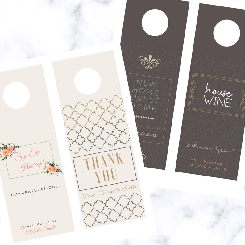 Real Estate Wine Label Tags, Printable, Canva Editable, Real Estate ...