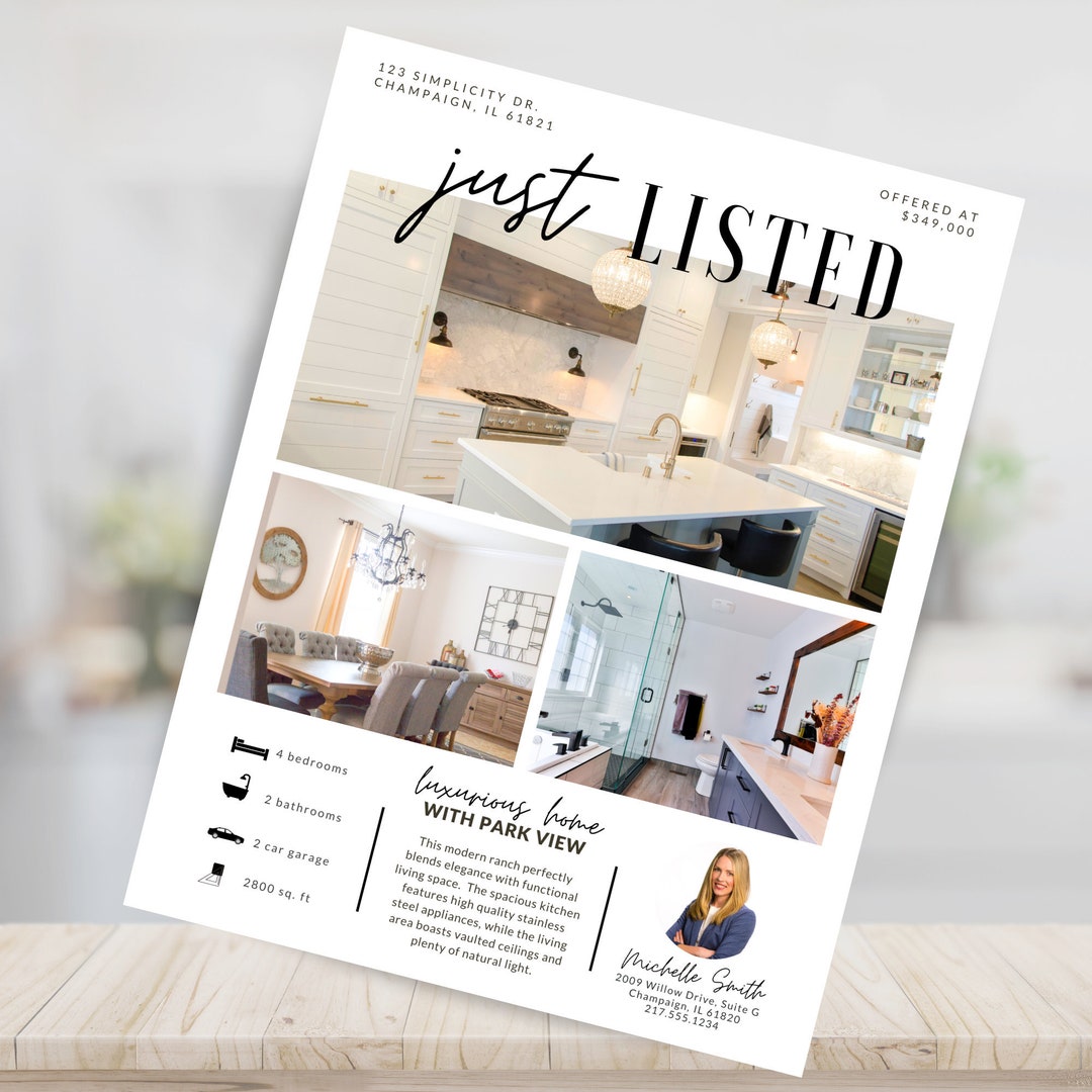 Real Estate Flyer Template, Just Listed Flyer 2, Open House Flyer ...