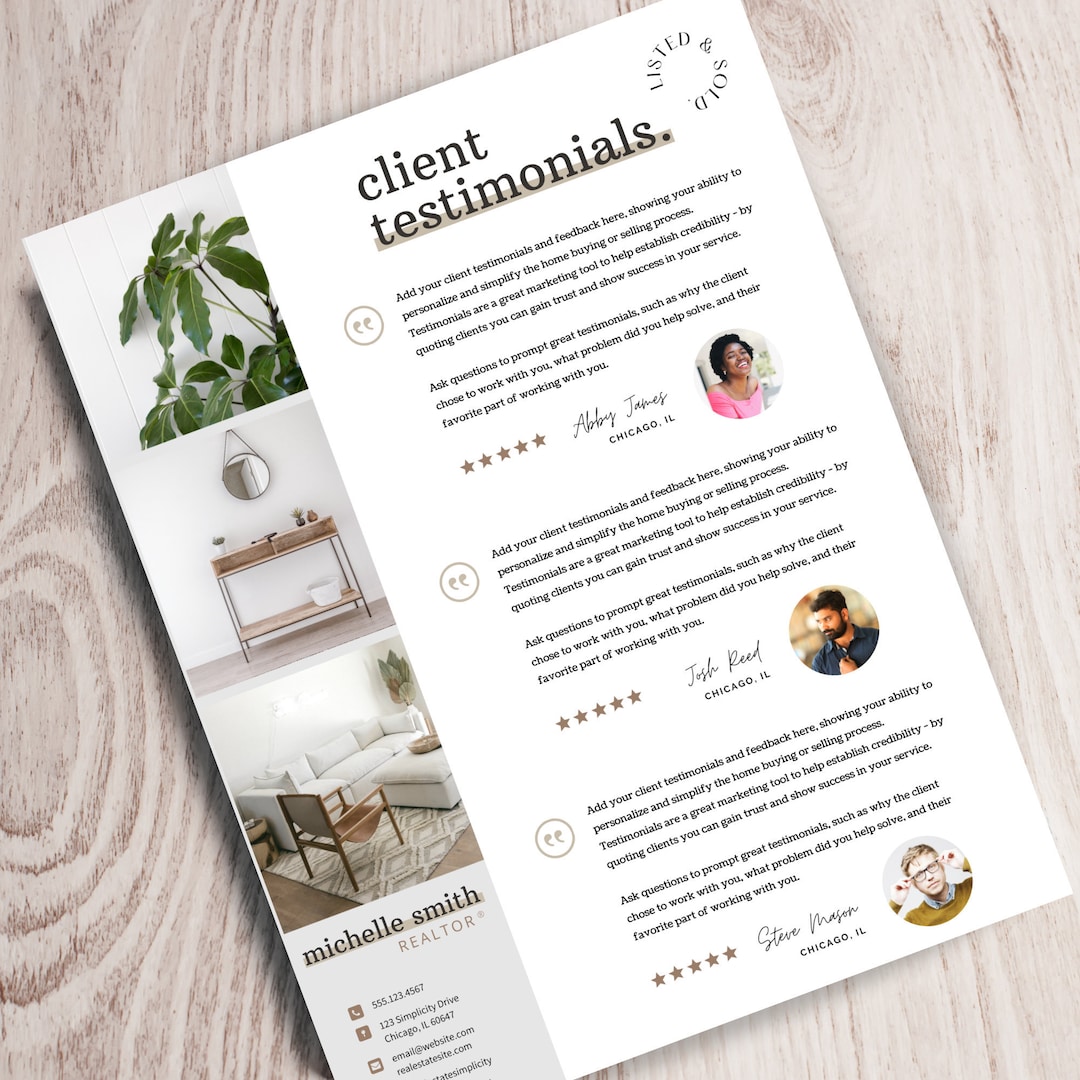 Real Estate Testimonials Flyer & Facebook Post, Real Estate Client ...