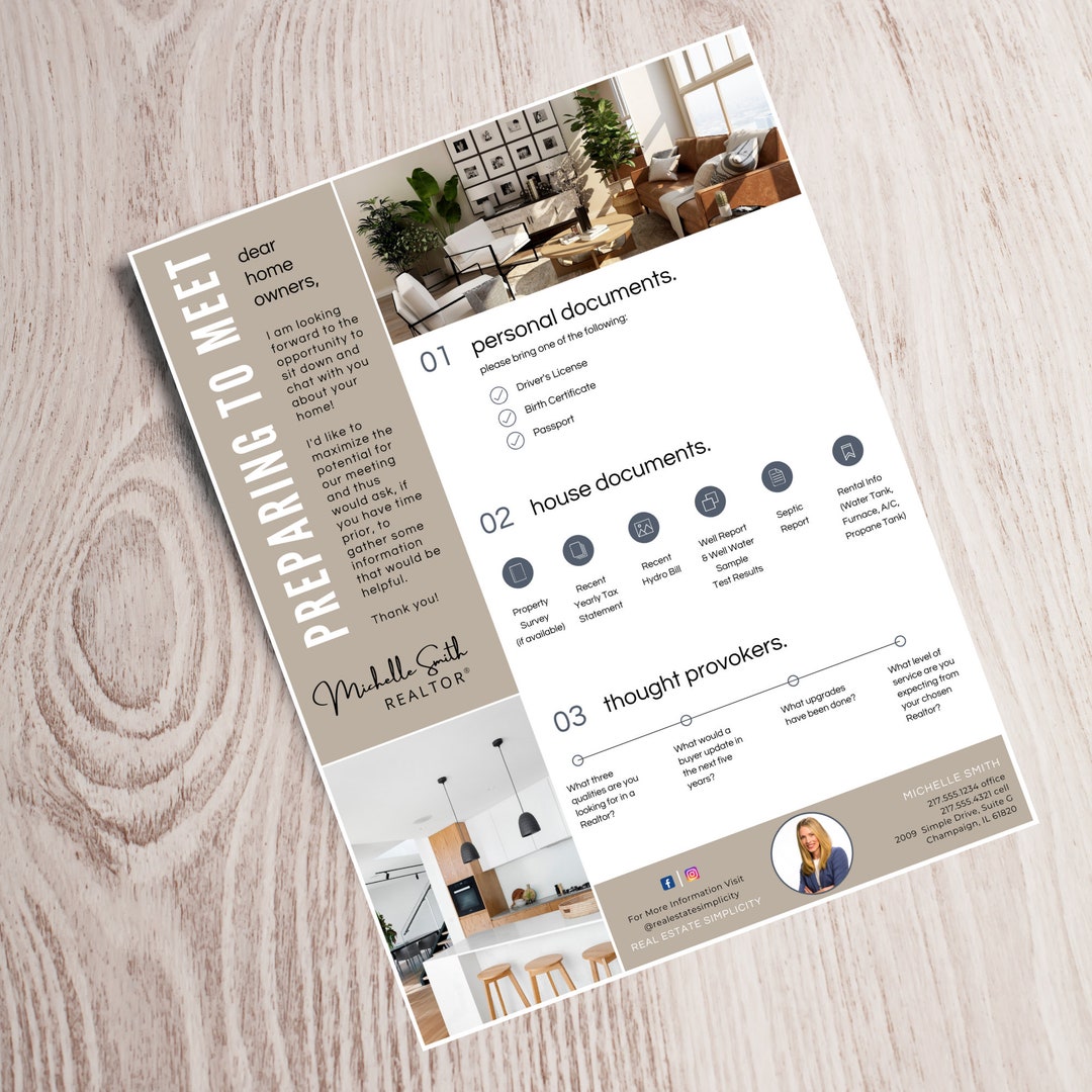 Real Estate Preparing to Meet Flyer, Listing Agent, Real Estate Seller ...