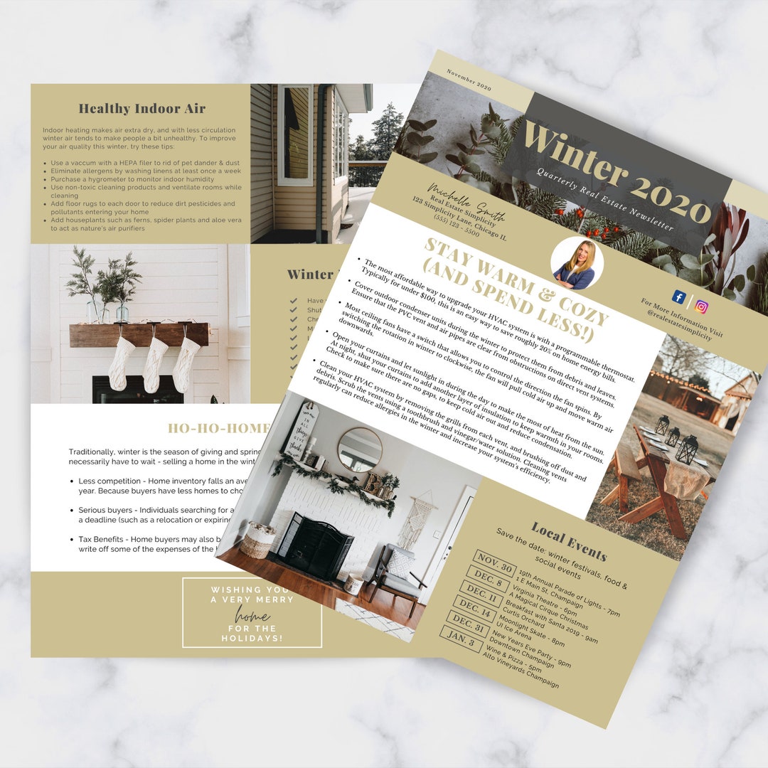 Real Estate Newsletter Template, Winter 2020 Newsletter, Realtor ...