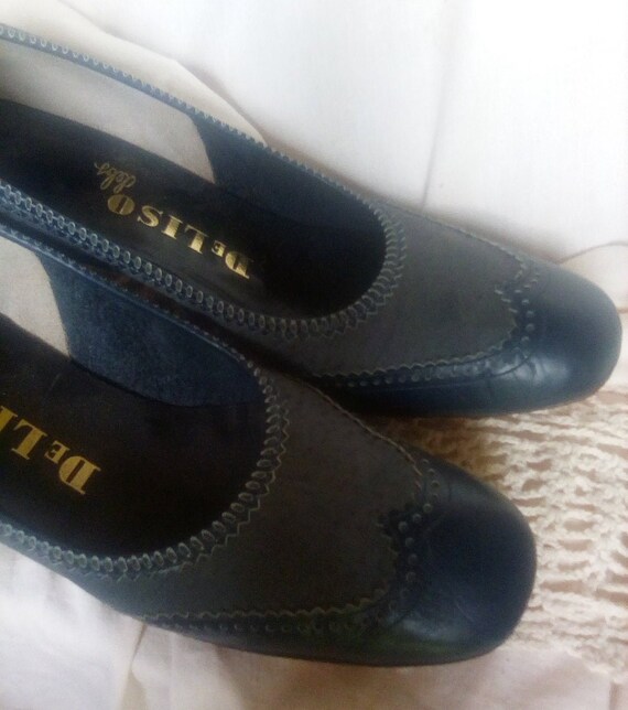 Vintage DeLiso debs blue leather pumps shoes heels - Gem
