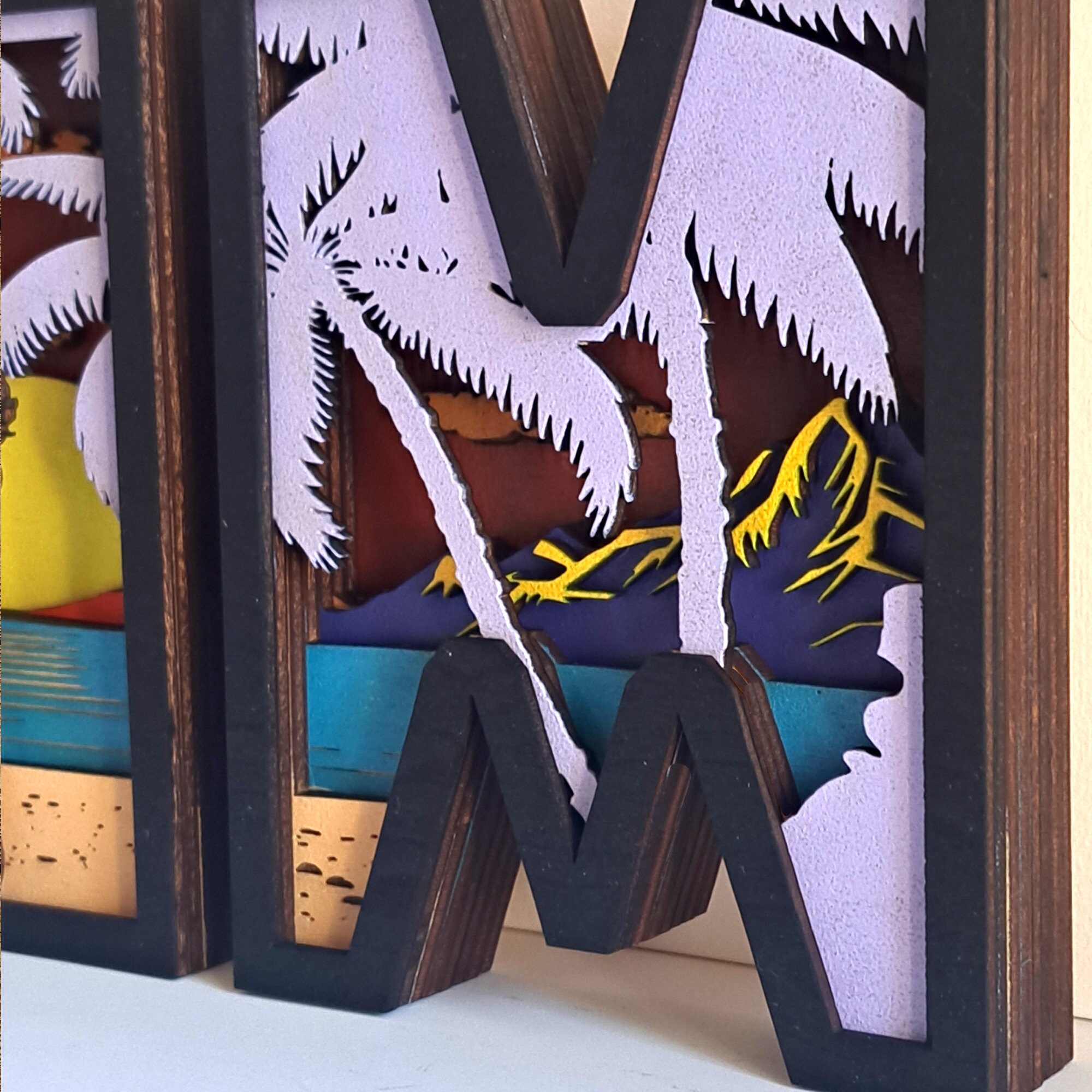 MOM Sunset Scene SVG File for Laser Cutting, Multi Layer 3d Art ...