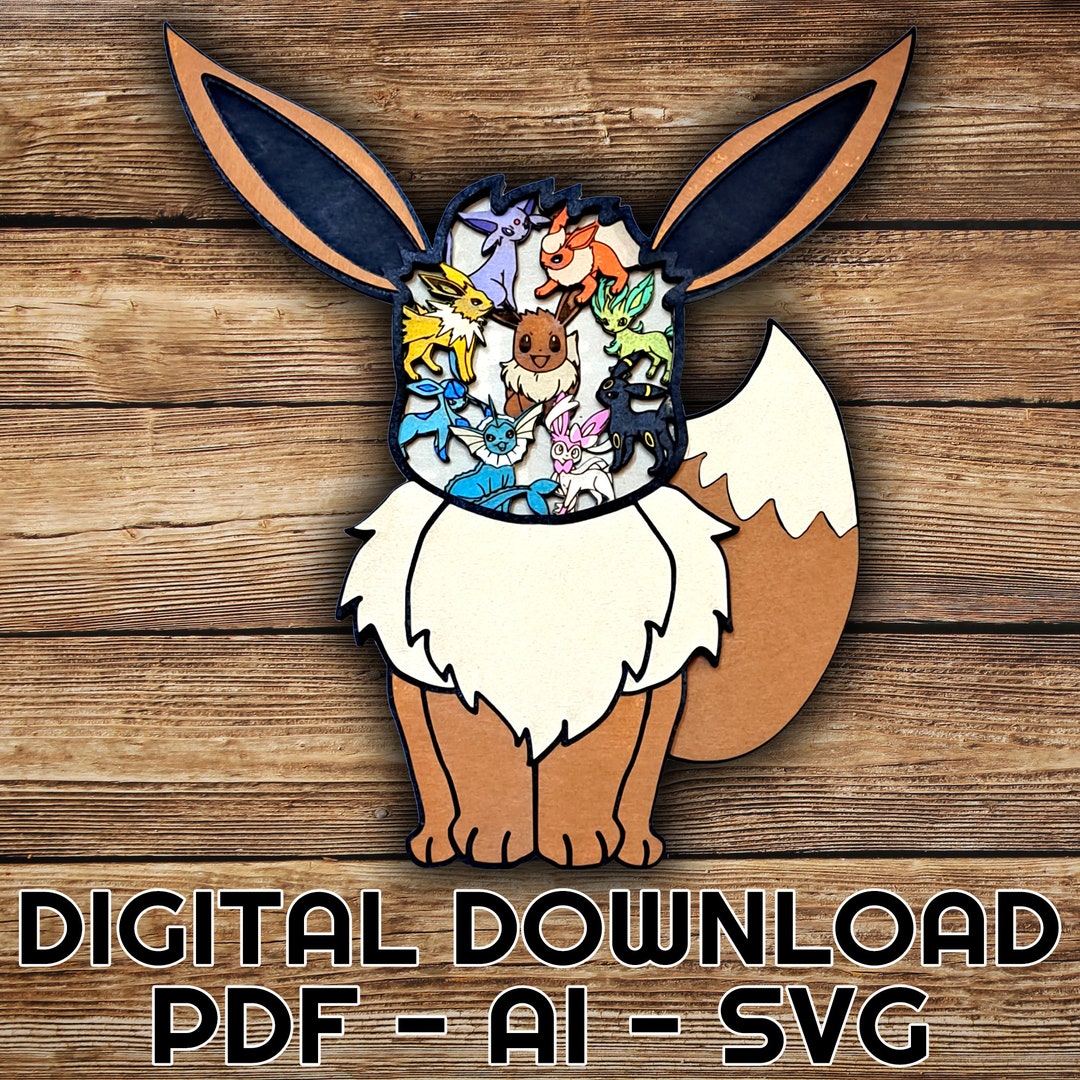 Eevee 5 Layer SVG File for Laser Cutting, Multi Layer 3d Art, Digital ...