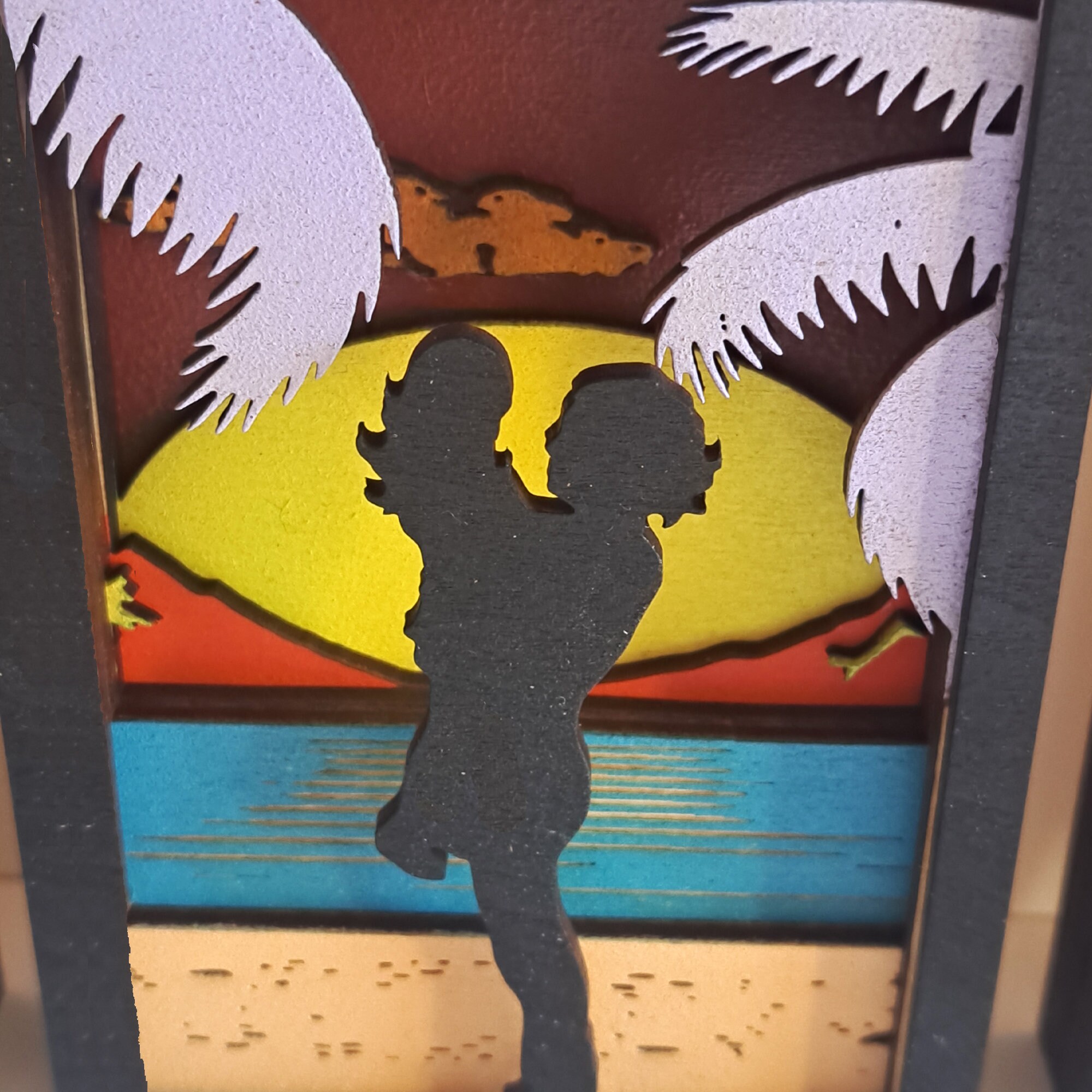 MOM Sunset Scene SVG File for Laser Cutting, Multi Layer 3d Art ...