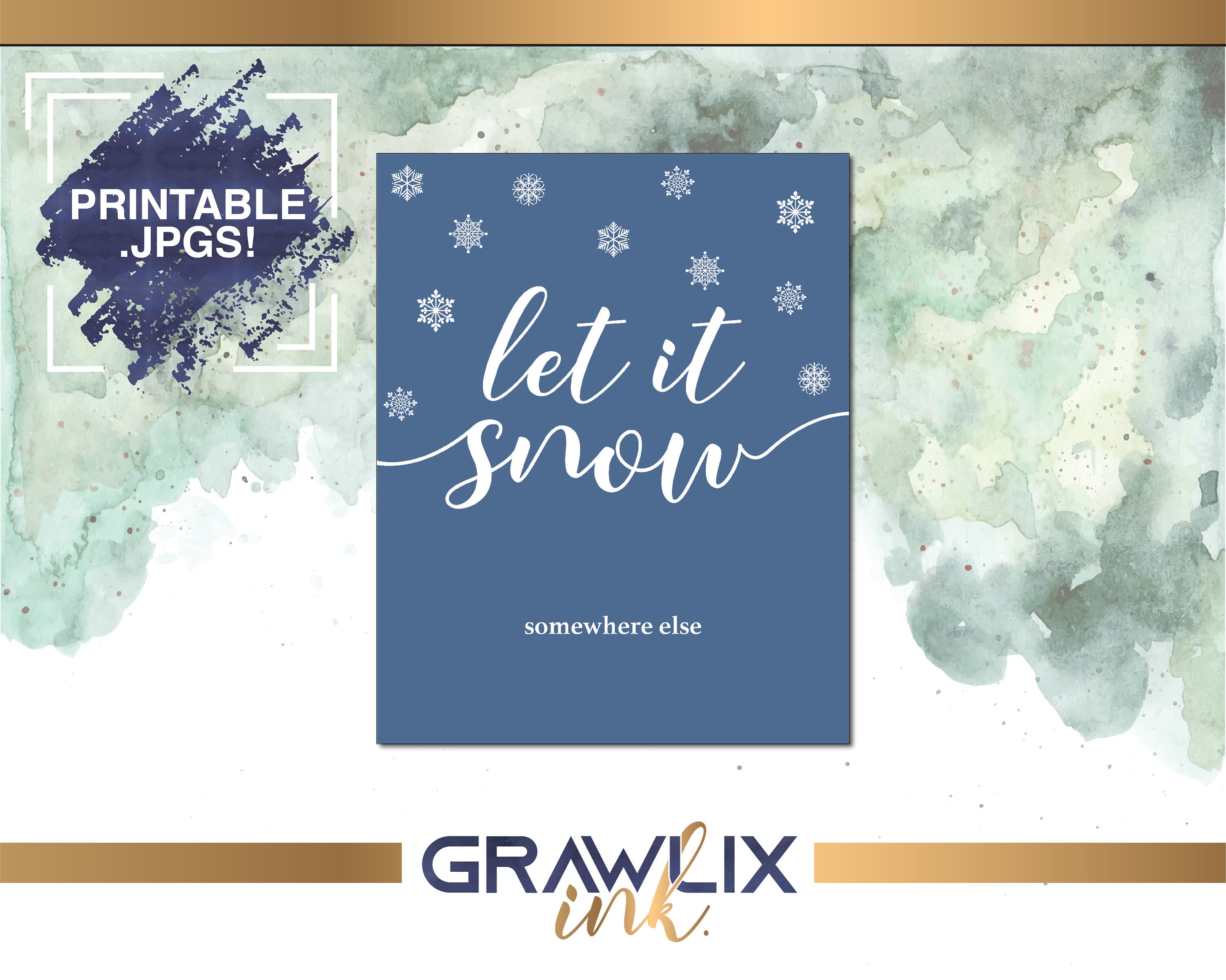 Let It Snow Funny Winter Sign Digital Download Printable | Etsy