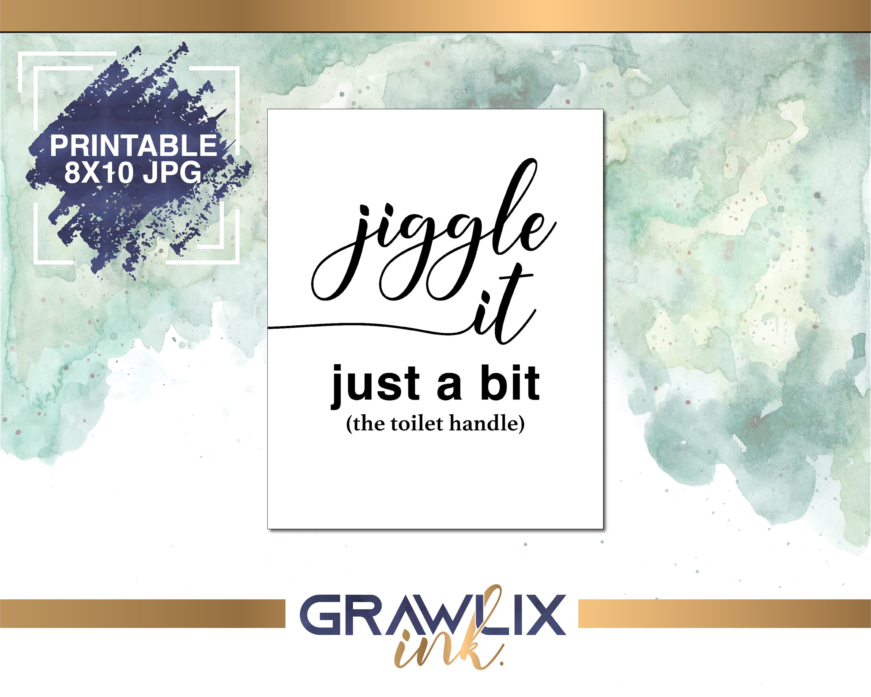 Jiggle It Just a Bit Funny Bathroom Sign Digital Download Printable ...