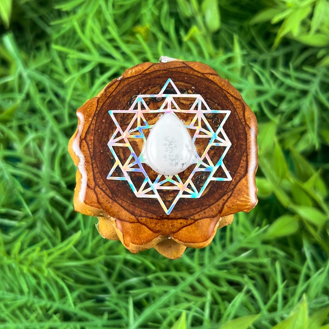 Dendrite With 64 Star Tetrahedron Pinecone Pendant Necklace Sacred ...