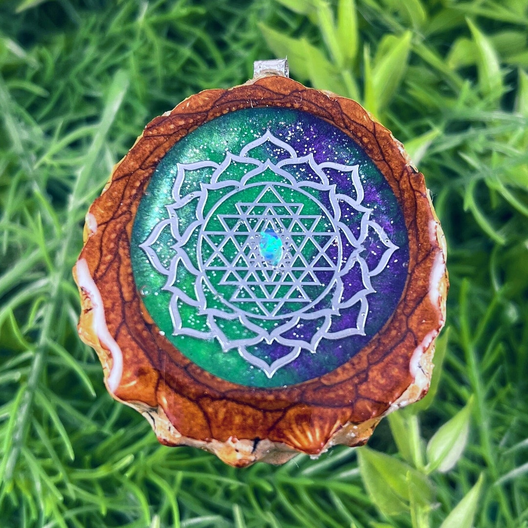 Supernova With Opal & Mandala Pinecone Pendant Necklace Sacred Geometry ...