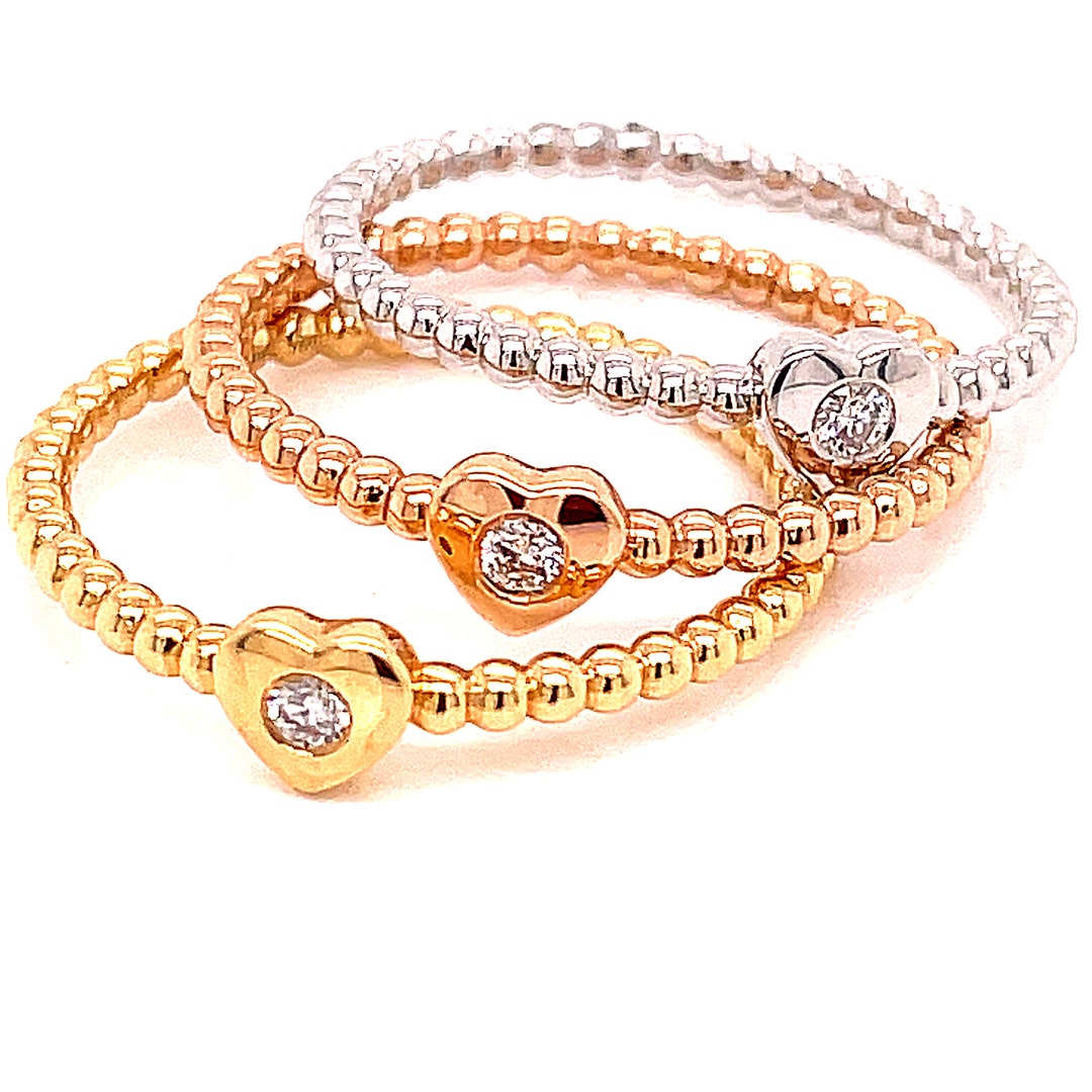 Heart Shape Diamond 14k Gold Tri Colour Rings. Price for All 3 and Can ...