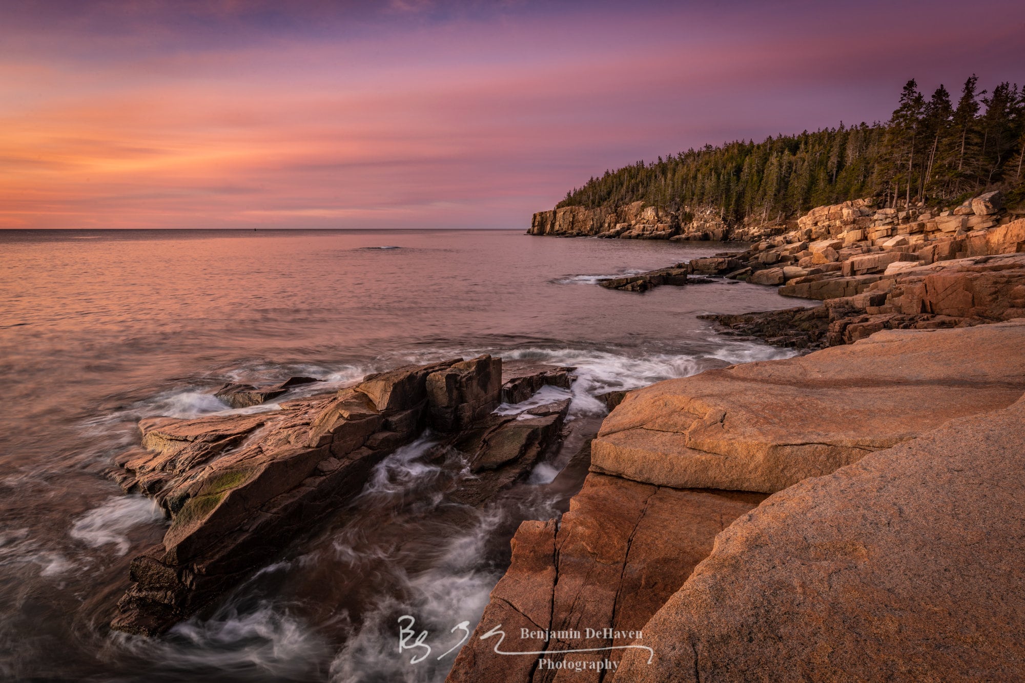 Otter Beach Overlooking Otter Cliffs in Acadia National Park, Maine. A ...