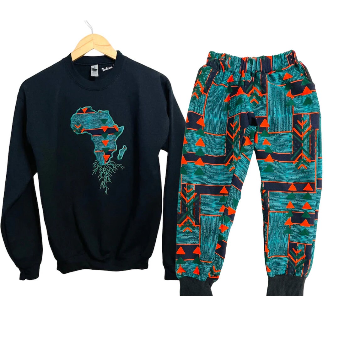 African Sweatshirt and Pants Outfit, African Map Sweatshirt and African ...