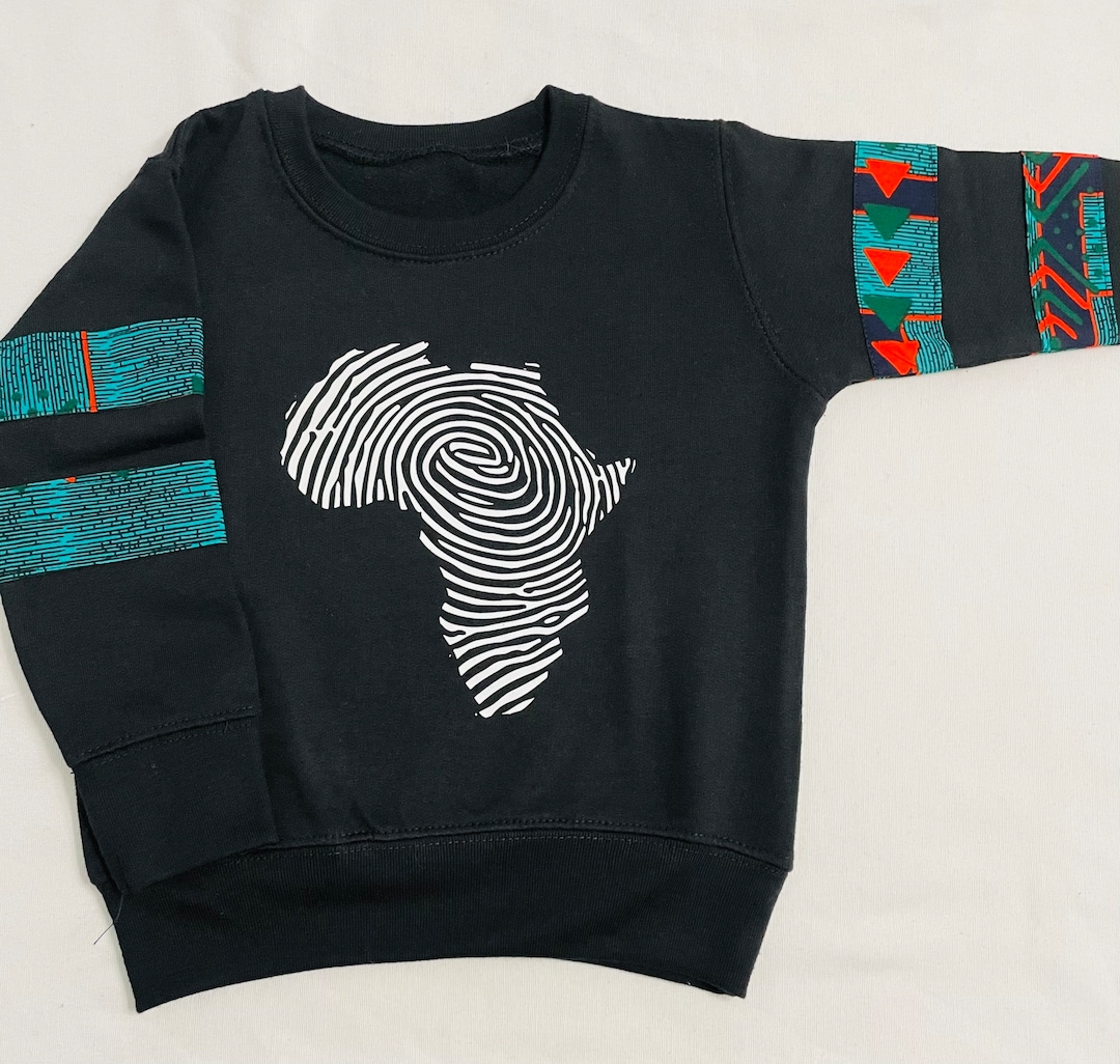 Sweatshirt With African Map and Ankara Fabric, Kids African Sweatshirt ...