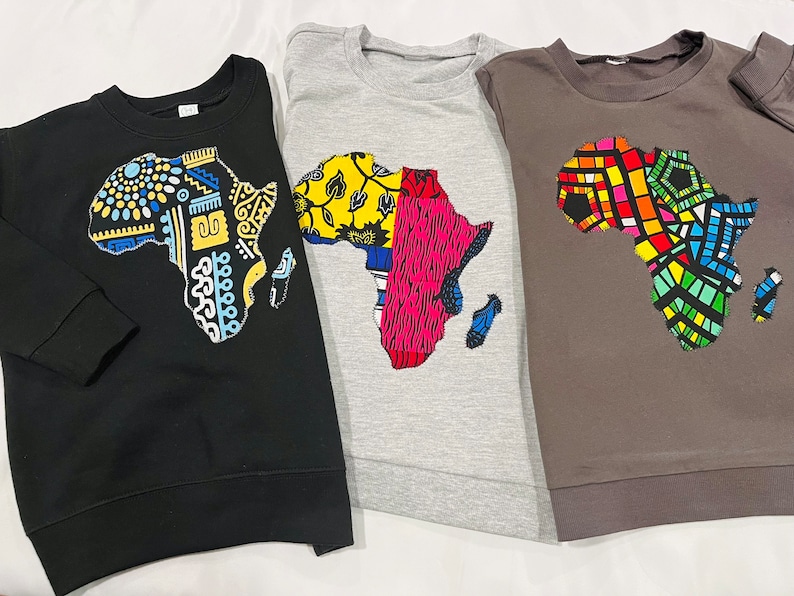 Sweatshirt With African Map and Ankara Fabric for Kids and Adults - Etsy