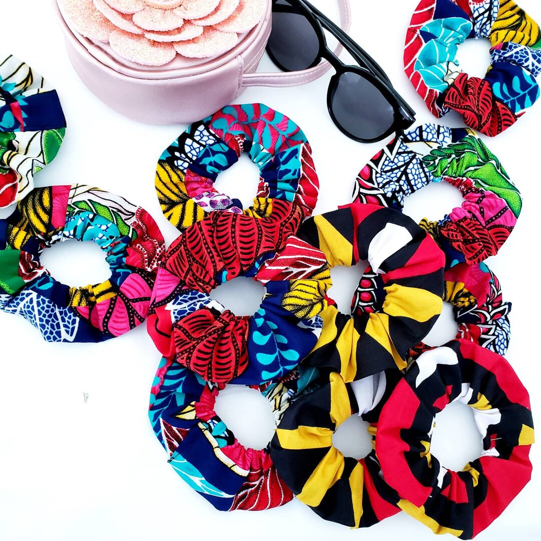 Colorful Scrunchies Pack of 2 in African Print, Ankara Scrunchies Set ...