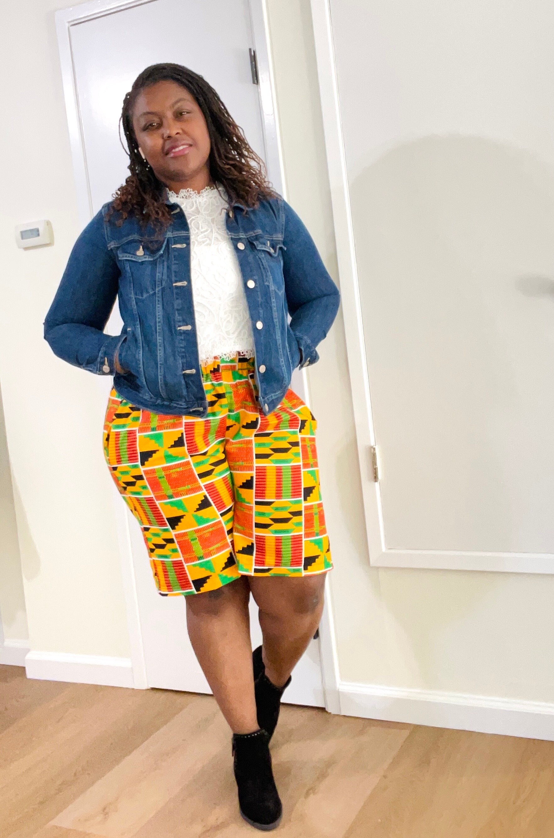 African Print Kente Shorts for Women, Knee Length Bermuda Shorts for ...