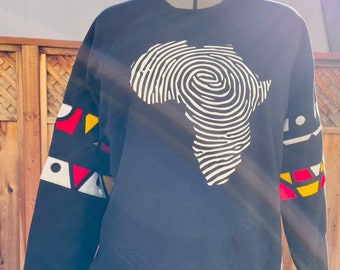 Sweatshirt With African Map and Ankara Fabric for Kids, Kids African ...