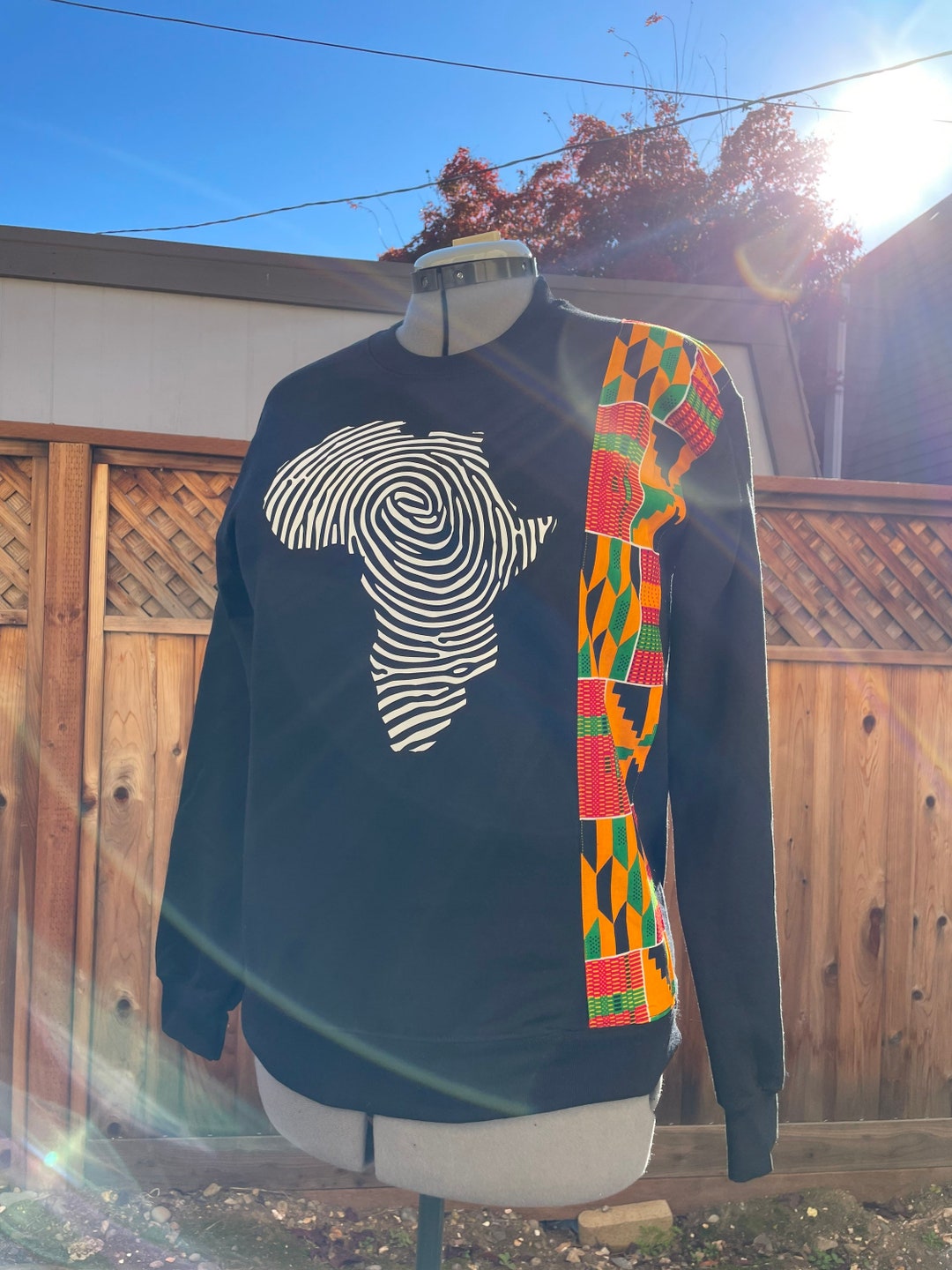 Sweatshirt With African Map and Ankara Fabric, Kids African Sweatshirt ...