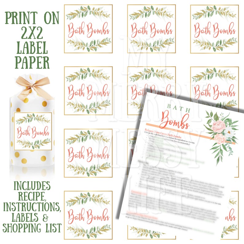 Bath Bomb Kit - Labels & Instructions - Labels for Handmade Items ...