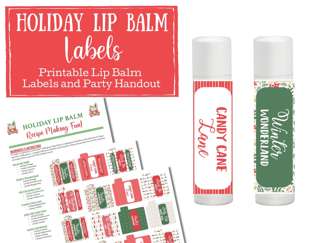 Holiday Lip Balm Printable Labels - Essential Oil Labels, Labels for ...