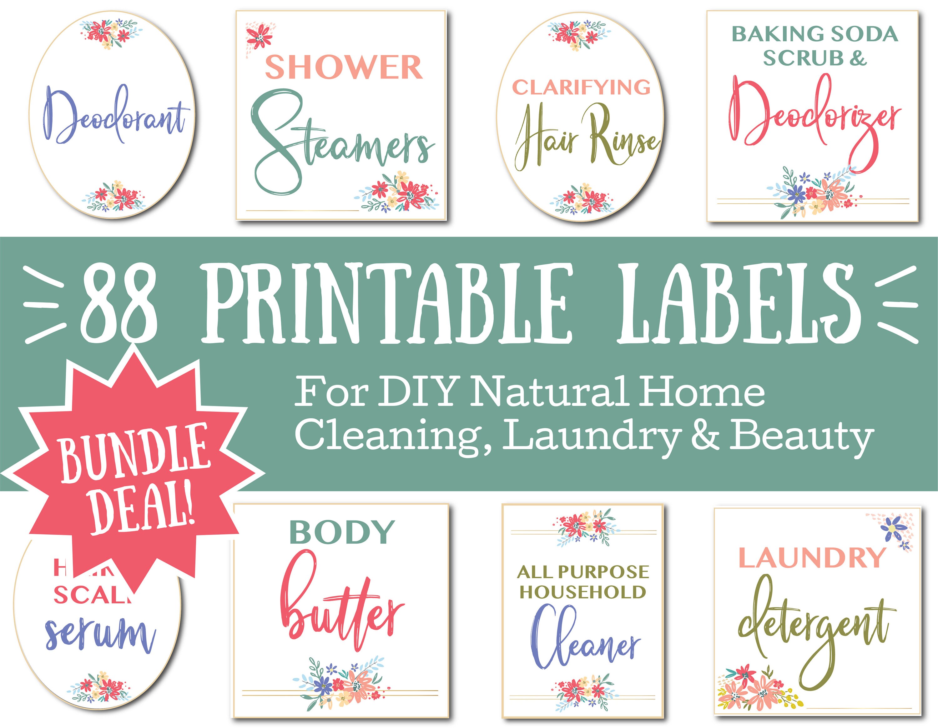 Natural Cleaning Recipe Labels Printable Cleaning Labels - Etsy