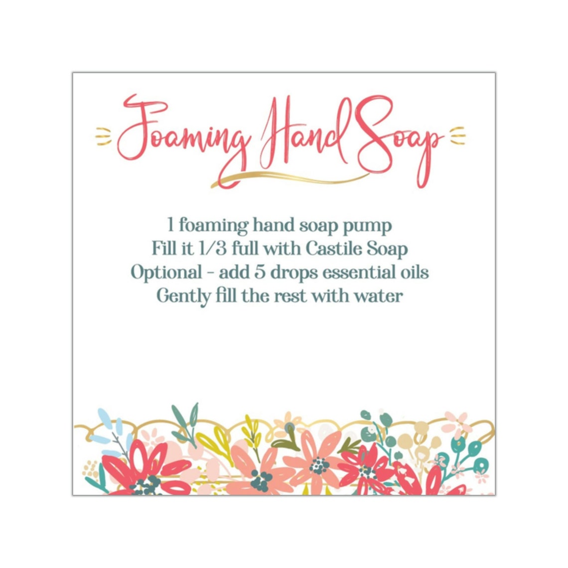 Foaming Hand Soap Vinyl Sticker Bottle Label - Cleaning Label ...
