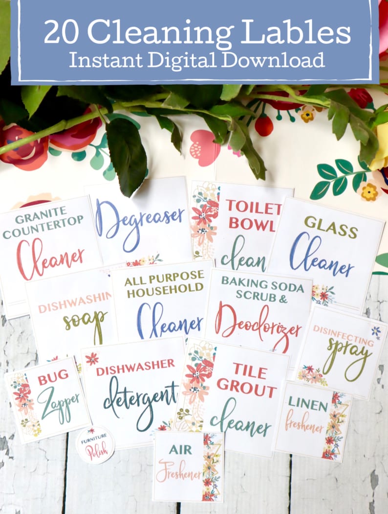 Natural Cleaning Guide - Recipe Cards, Labels & Shopping List ...