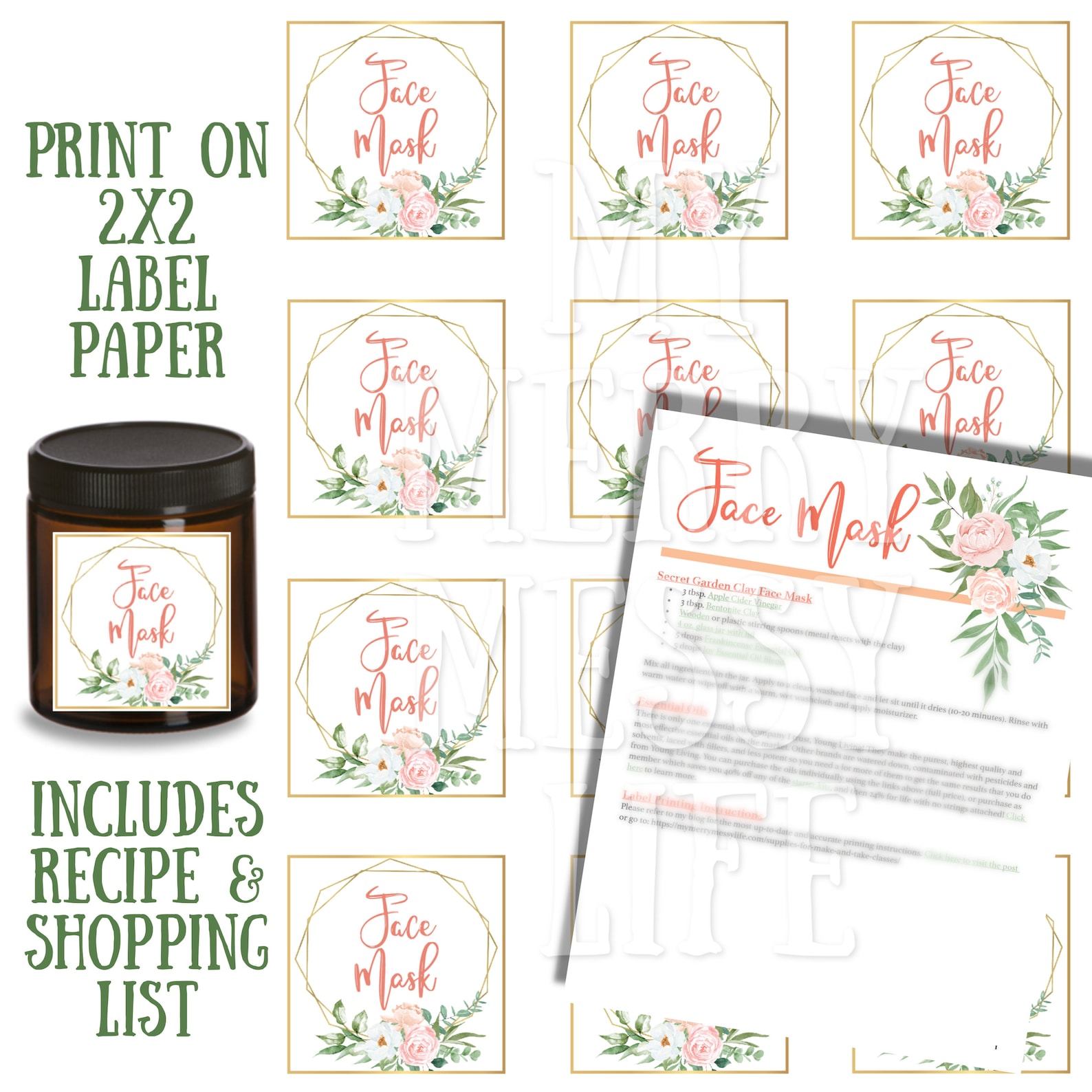 DIY Face Mask Kit - Labels & Instructions - Labels for Handmade Items ...